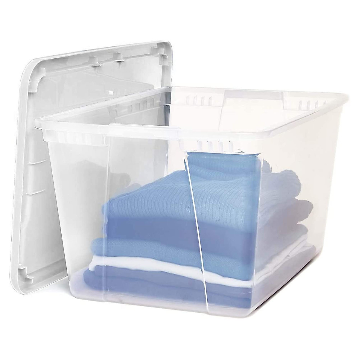 HOMZ 56 Quart Snaplock Clear Plastic Storage Tote Container Bin with Secure Lid and Handles for Home and Office Organization (4 Pack)