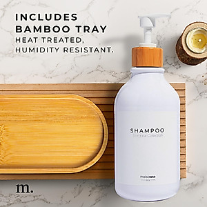 MaisoNovo Kitchen Soap Dispenser Set - Plastic Soap Dispenser with Pump - White Bamboo White Pump 16.9 fl oz - Bathroom Soap Dispenser Set of 2 - Soap and Lotion Dispenser Set with Tray