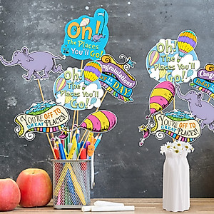 Oh The Places You'll Go Decorations 24Pcs Oh The Places You'll Go Centerpiece Sticks Kindergarten Graduation Party Centerpieces for Tables