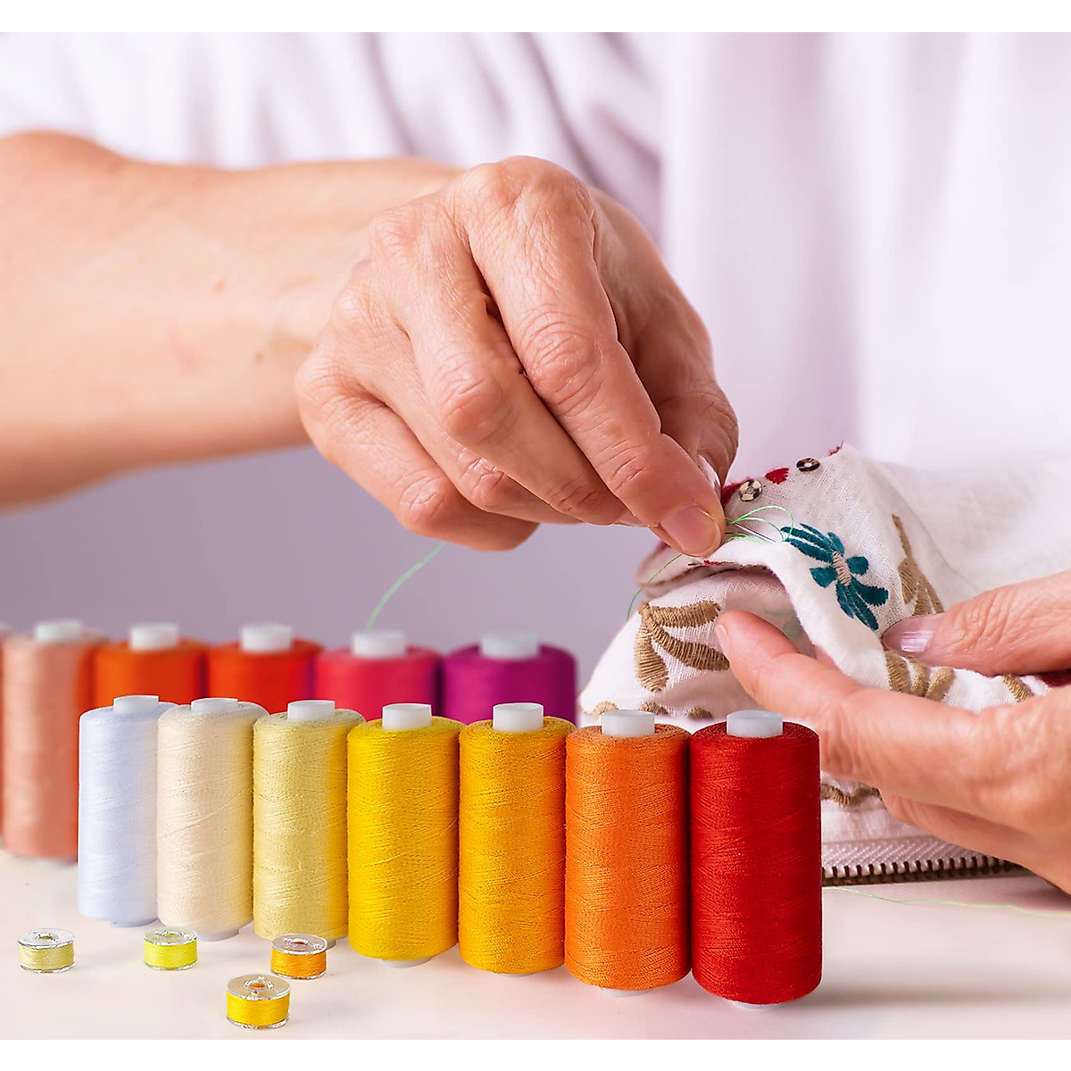 ilauke 700Yards Sewing Thread, 72Pcs Prewound Bobbins and Thread Spools per Polyester Sewing Thread Spools, 36Colors Machine Thread for Sewing Brother Singer Janome Machine with Sewing Supplies