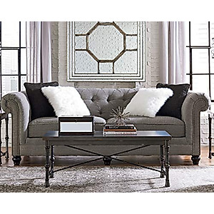 Signature Design by Ashley Himena Solid Faux Fur Throw Pillow, 20 x 20 Inches, White