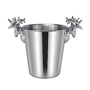 Ice Bucket Silver Stainless Steel Metal Ice Buckets for Parties, Insulated Ice Bucket with Handles for Beer, Wine, Champagne, Home Decor, Table Centerpieces, Wedding Decorations Drinks Cooler/Beer Buc