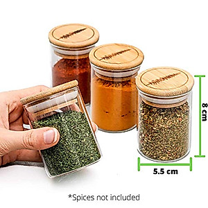 HighTree 5oz Glass Jars with Bamboo Lids and Airtight Silicone Seal, 150ml Spice Jars with Wood Lids (4 Pack)