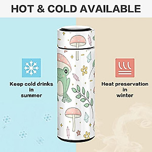 senya Water Bottle Frog and Mushrooms Vacuum Insulated Stainless Steel, Double Walled, 17 Oz,Keep Cold or Hot Water Bottle(229vb0a)