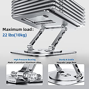 MCHOSE Adjustable Laptop Stand for Desk, Ergonomic Laptop Riser with 360° Rotating Base, Foldable Notebook Computer Holder Stand Compatible with MacBook Air Pro, Dell XPS, More 10-17" Laptops, Silver