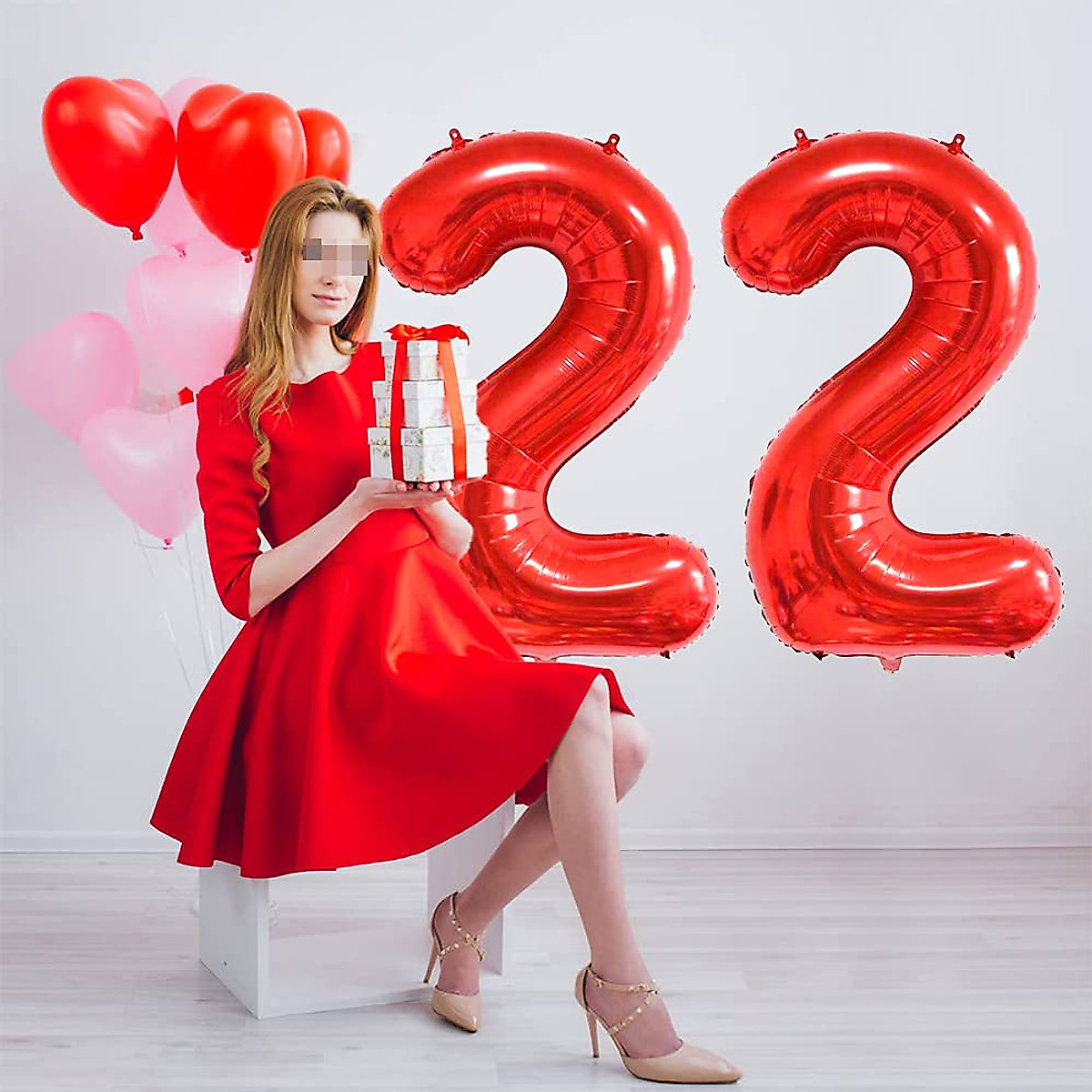 Xihuimay Number 22 Balloons 40 inch Digital Balloon Alphabet 22 Birthday Balloons Digit 22 Helium Balloons Big Balloons for Birthday Party Supplies Wedding Bachelorette Bridal Shower, Red Number 22