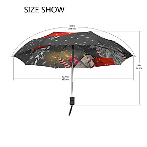 AHOMY Auto Open Close Umbrella, Christmas Gnome Candles Snowflake Gift Boxes Folding Travel Umbrellas for Rain and Sun