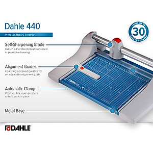 Dahle 440 Premium Rotary Trimmer, 14" Cut Length, 30 Sheet Capacity, Self-Sharpening, Automatic Clamp, German Engineered Paper Cutter