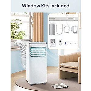 ZAFRO 8,000 BTU Portable Air Conditioners Cools up to 350 Sq.ft, Portable AC Built-in Cool, Dehumidifier, Fan Modes, Room Air Conditioner with Remote Control/Installation Kits, White