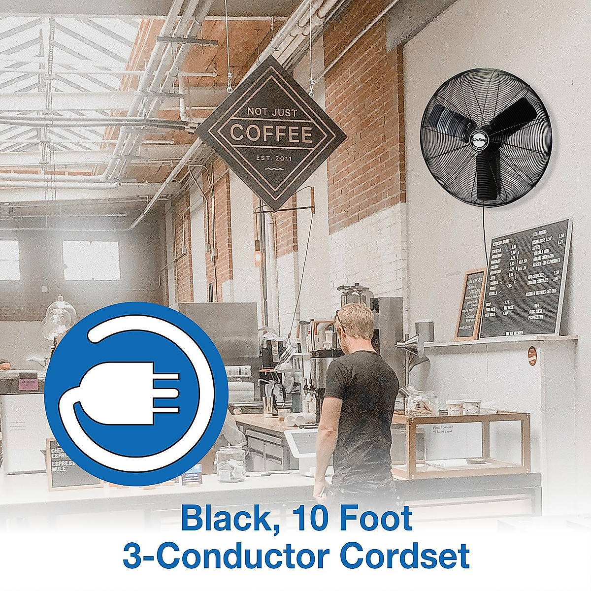 Air King 9035 30-Inch Industrial Grade Oscillating Wall Mount Fan, 1/4-Horsepower, Black Finish