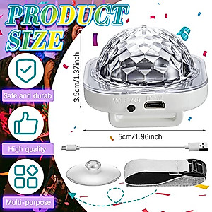 Kittmip 4 Pieces Mini Disco Light Ball Strobe Atmosphere Lights with USB Cable and Suction Portable LED Wristbands Rotating USB Night Disco Light up Bracelet Lamp for Halloween Dance Birthday