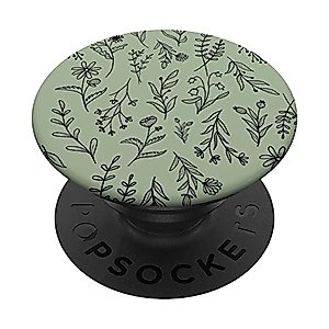 Light Sage Green Wildflower Floral Flower Pattern PopSockets Swappable PopGrip