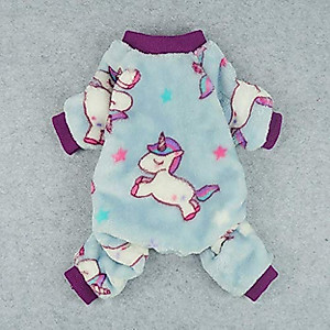 Fitwarm Unicorn Pet Clothes for Dog Pajamas Coat Cat PJS Jumpsuit Soft Velvet Purple Large