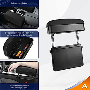 ASOPARTS Car Center Console Armrest Box Support Elbow Rest Cushion Adjustable Height Armrest Box Uniform for Most Vehicles SUV Trucks(Black line)