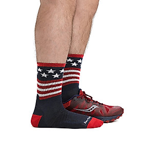 Darn Tough Men's Patriot Micro Crew Run Sock (Style 1037) - Stars and Stripes, X-Large