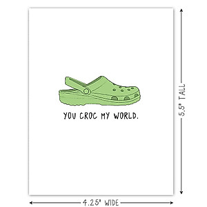 rockdoodles Croc My World Funny Anniversary Card For Husband, Fathers Day Card From Wife, 4.25 in. x 5.5 in.