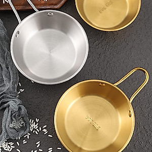 Veemoon 3pcs Korean Traditional Bowls Rice Wine Bowl with Handle, Stainless Steel Soup Bowl Metal Sauce Bowl for Home Tavern Hotel Party Banquet Dinner, Korean Wine Bowl