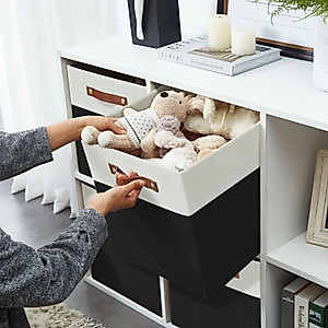 DECOMOMO Fabric Storage Bins, 13x13x13 Storage Cube Bins, Baskets for Shelves (Black and White, 4pcs)