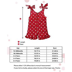 NZRVAWS Little Kid Girl Clothes 2-3 Year Baby Girl Clothing Romper Summer Red Halter Sleeveless Polka Dot Jumpsuits Outfit Set