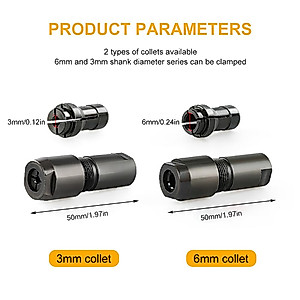 2pc 3/6mm Angle Grinder Modified Adapter to Straight Grinder Chuck for 100-type Angle Grinder M10*1.5 Thread Cutting Woodworking Tools (2, Black)