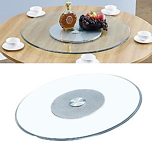 CLSQLXYJZC Glass Lazy Susan Turntable for Dining Table, Clear Rotating Round Dining Table Large Tableware Serving Plate, for Coffee Table Swivel Tray Turntable (Color : Clear, Size : 50cm (20inch))
