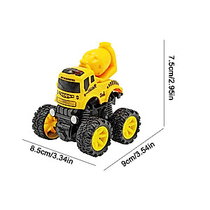 EROCK 360° Rotating Stunt Monster Truck Toys, 1:64 Scale 4 Pack Friction Powered Toy Cars Push and Go Vehicles Playset for Kids Birthday Christmas Party Gift for 3-8 Years and Older Boys Girls.(C)