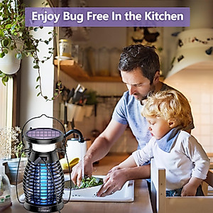 BANPESTT Solar Bug Zapper Outdoor Indoor Waterproof, 3-in-1 Cordless Mosquito Zapper, Rechargeable Flying Insect Trap for Fruit Fly, Gnat, Wasp，Moth, Mosquito Trap & Killer for Camping, Home, Patio