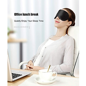 Silk Eye Mask with Adjustable Strap, Satin Blackout Sleeping Mask for Men&Women, Comfortable Blindfold Eyeshade for Night Sleep(Blue)