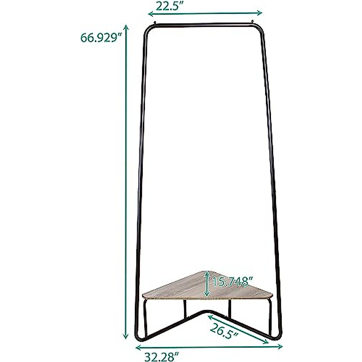 J&V TEXTILES Corner Garment Rack, White with Wood Grain Laminate Top (Matte Black)