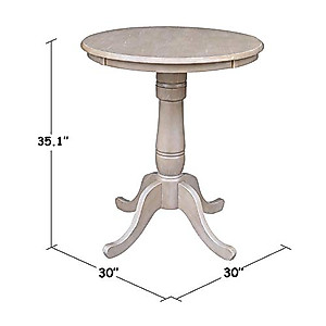 International Concepts 30" Round Top Pedestal Table-34.9" H, Washed Gray Taupe