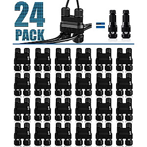SUNVIE Fastlock2 Low Voltage Wire Connector Landscape Lighting Connectors 12-18 Gauge Waterproof Wire Connectors Outdoor Low Voltage Wire Connectors for Landscape Lighting Garden Path Lights 24 Pack