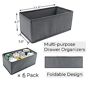 KIKILIE 6 Pack Drawer Organizers for Clothes, Foldable Underwear Drawer Organizer, Closet Clothing Dividers Drawer Dividers Multi-purpose for Shirts, Bra, Socks and Panties (DD5250)