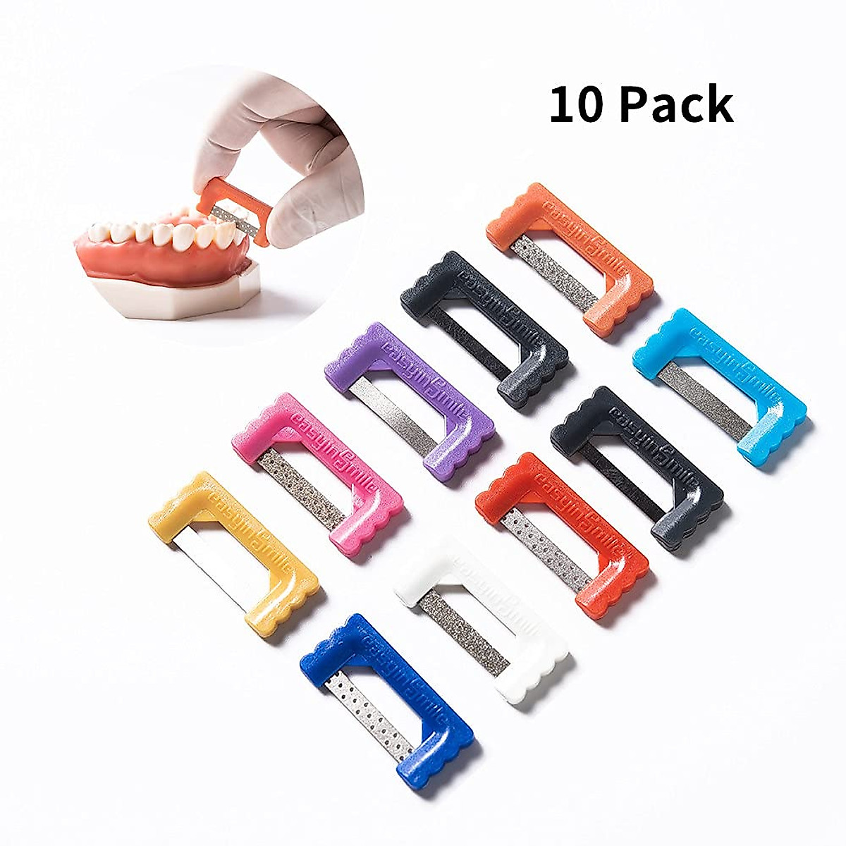 Easyinsmile Dental IPR Strip System 10PCS Orthodontic Interproximal Reduction Enamel Kits (B/Multi-Color)