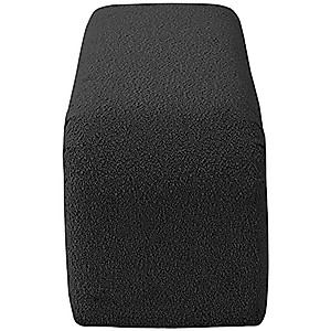 Meridian Furniture Niagara Collection Modern Upholstered Bench with Rich Boucle Fabric, Curved Contemporary Design, 52" W x 15.5" D x 17.5" H, Black