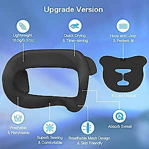 COSOOS VR Mask, Absorbent Face Cover Compatible with Meta Oculus Quest 2 Workout Supernatual, Absorb Sweat & Defog (3pcs)