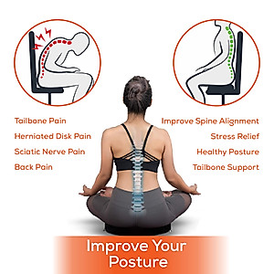 Trobo Seat Cushion, Car Pillow for Driving Seat to Improve Sciatica, Coccyx, Hip and Tailbone Pain, Ergonomic Memory Foam Chair Pad for Lower Back Pain Relief, Perfect for Long Trips, Home & Office