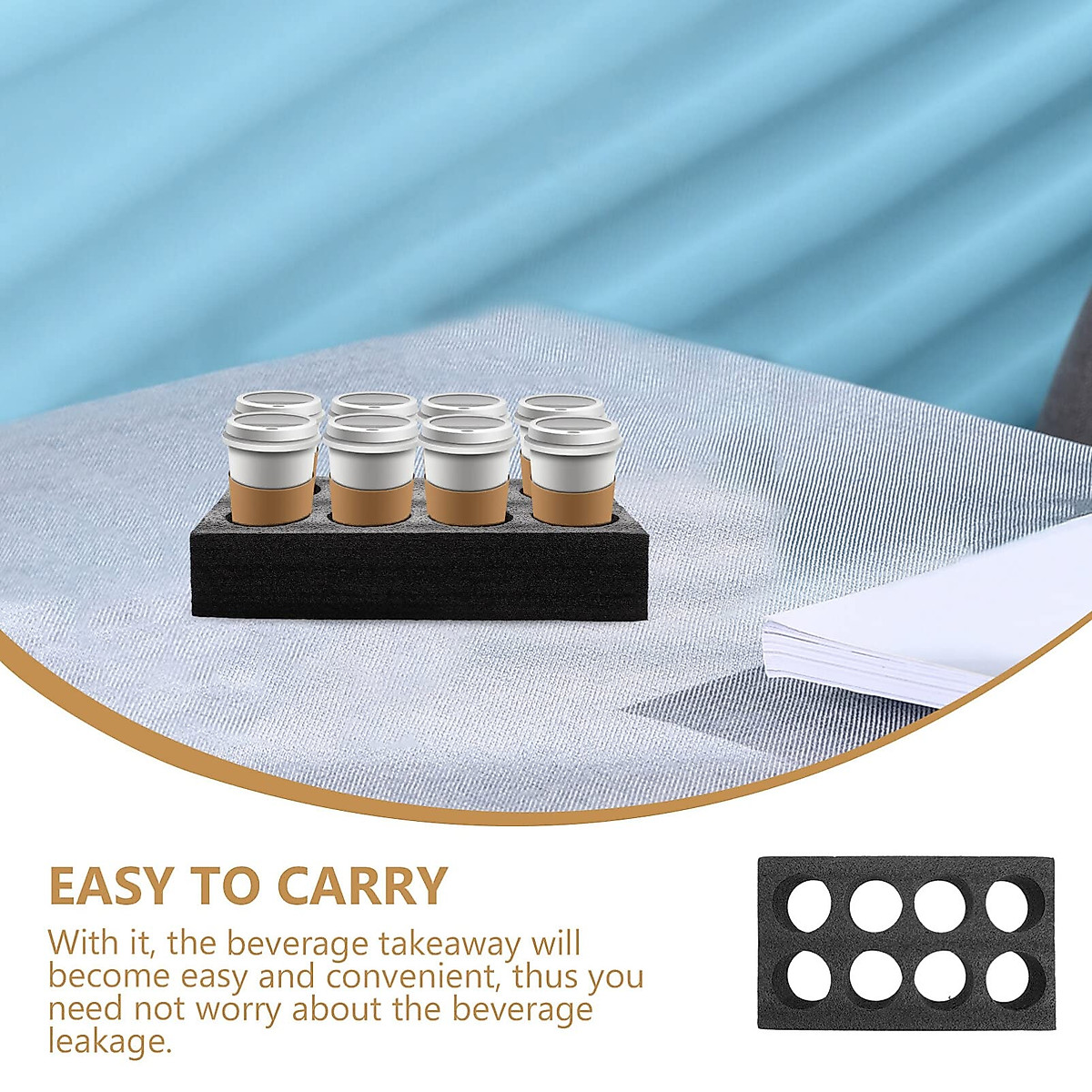 iplusmile Multi- Hole Cup Holder Drink Carrier Portable Drink Carrier Resuable Coffee Cup Holder- 8 Cotton Cup Tray for Secure Fixation of Beverages - Perfect for Food and Take Out