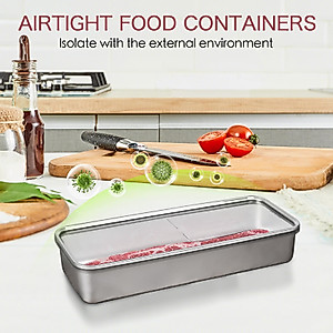 Maxracy Food Storage Container, 304 Stainless Steel Bacon Container for Refrigerator, Deli Meat Keeper Fridge Storage (1PCS Bacon Container- 34 FL OZ)