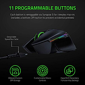Razer Basilisk Ultimate HyperSpeed Wireless Gaming Mouse: Fastest Gaming Mouse Switch, 20K DPI Optical Sensor, Chroma RGB Lighting, 11 Programmable Buttons, 100 Hr Battery, Classic Black