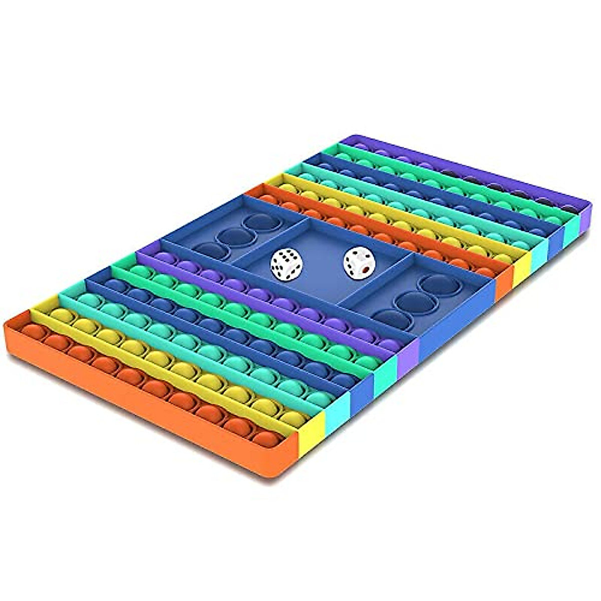 BD&M Chess Board Pop Push It Game Fidget Big Size Large Toy Rainbow Play Bubble Popper with Dice Sensory Toys Gift for Kids Adults