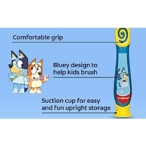 Colgate Bluey Toothbrush for Children with Suction Cup, Kids 2-5 Years Old, Extra Soft (Colors & Characters Very) - Pack of 6