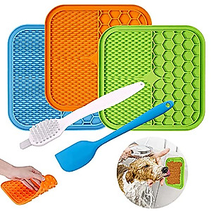 Kwispel Dog Licking Mat, 3 Pcs Large Licking Mat for Dogs with Suction for Anxiety, Peanut Butter Dog Licking Mat Slow Feeder Dispensing Treater Lick Pad for Dogs Cats Grooming Bathing and Training