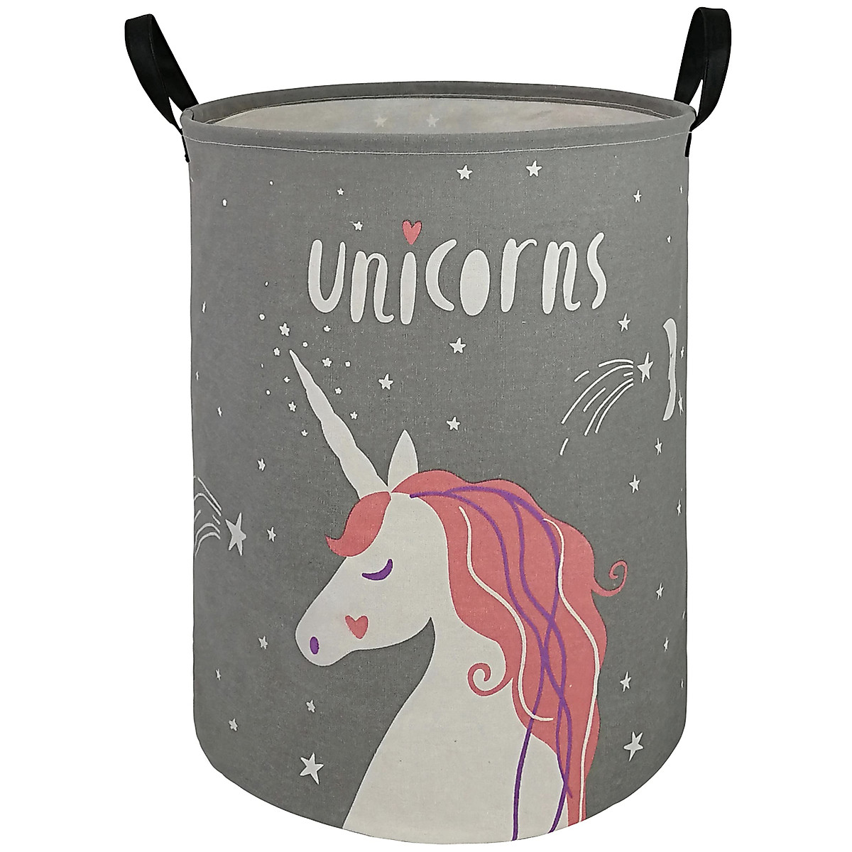 KUNRO Large Storage Basket Toy Box Bin Laundry Bag Foldable Hamper Clothes Kids Gift Organizer Chest Waterproof Coating Organizer Dorm Nursery Home (Beauty unicorn)