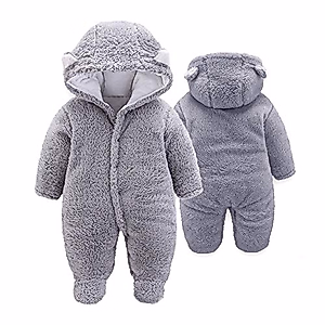Unisex Baby Clothes Winter Coats Cute Newborn Infant Jumpsuit Snowsuit Bodysuits Registry for Baby Essentials Stuff Grey L