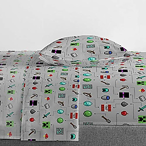 Jay Franco Minecraft Monster Hunters Twin XL Sheet Set - 3 Piece Set Super Soft and Cozy Kid’s Bedding Features Creepers - Fade Resistant Microfiber Sheets (Official Minecraft Product)