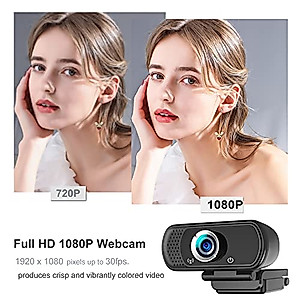 Hrayzan Webcam 1080p, Webcam with Microphone, USB Web Camera 110°Wide View, Plug and Play Computer Camera, Laptop Desktop Webcam for Conferencing Recording,Webcam Tripod and Privacy Cover Include