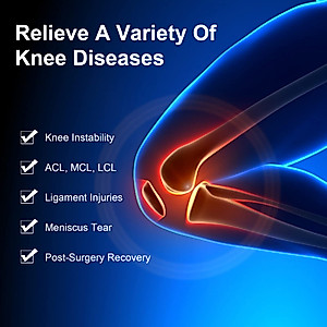 Nvorliy ROM Metal Hinged Knee Brace, Adjustable Open Patella Pad, Medical Knee Immobilizer for ACL, Post Op, Tendon, Orthopedic Rehab and Meniscus Injuries, Fit Right & Left Leg, Women & Men