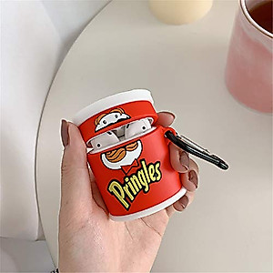 Mulafnxal for Airpods 1&2 Case, Cute 3D Funny Cartoon Food Soft Silicone Protective Airpod Cover, Fun Cool Design Shockproof Skin, Fashion Cases for Girls Kids Teens Air pods (Red Potato Chips)