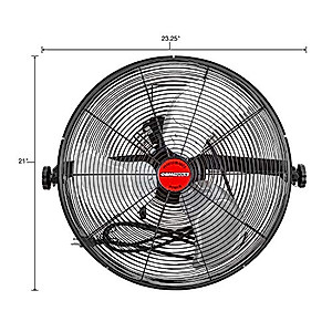 OEMTOOLS OEM24895 18 Inch Workstation Fan, 3853 CFM Max. Industrial Wall Fan, 360 Degree Rotating 18 Inch Wall Mount Fan, Barn Fans for Livestock