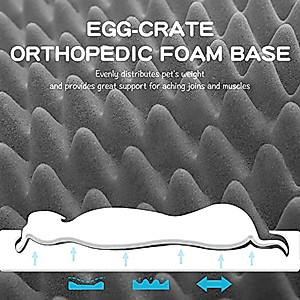 Dog Bed Mats for Large Big Dog - Orthopedic Dog Pet Durable Crate Bed Mattress of Thick Egg Foam Crate, Rose Plush Washable Cover, Waterproof Lining and Non-Slip Bottom(L(36''x27''x3''), Grey Side)